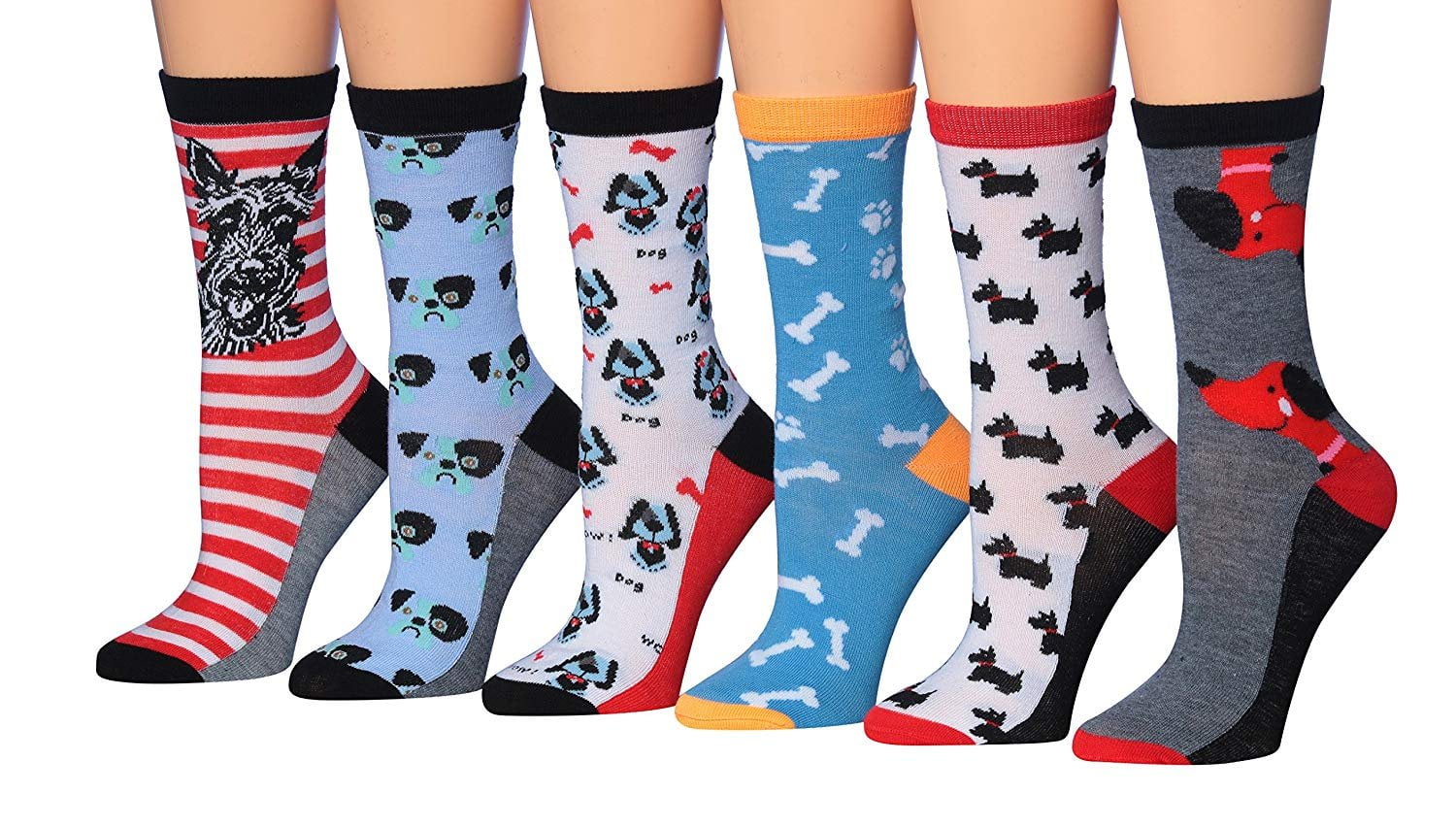 Colorfut Women's 6 Pairs Colorful Patterned Crew Socks - Walmart.com
