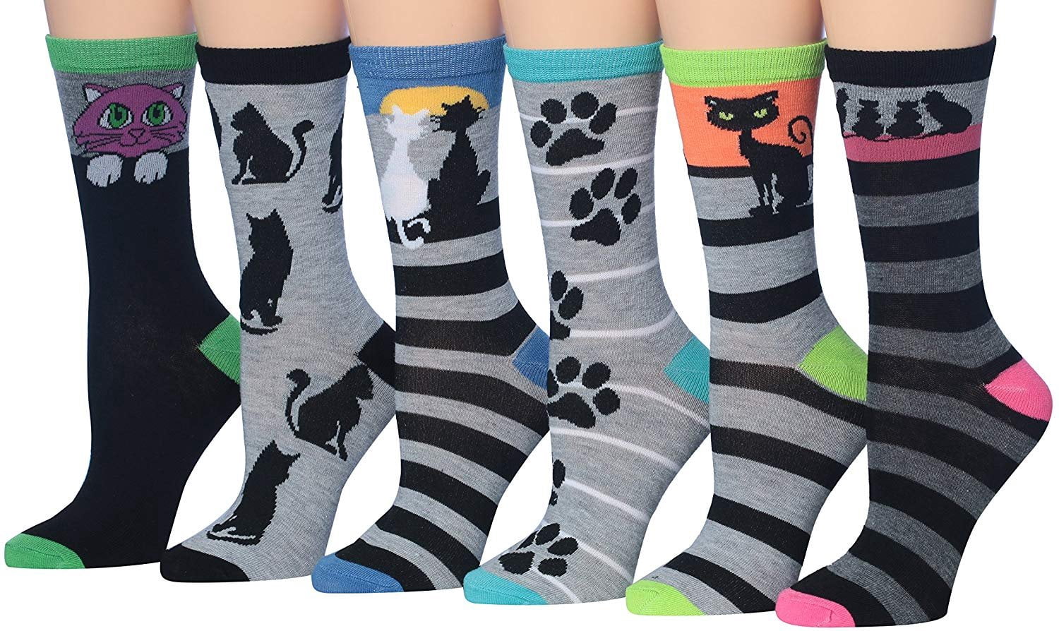 Colorfut Women's 6 Pairs Colorful Patterned Crew Socks - Walmart.com