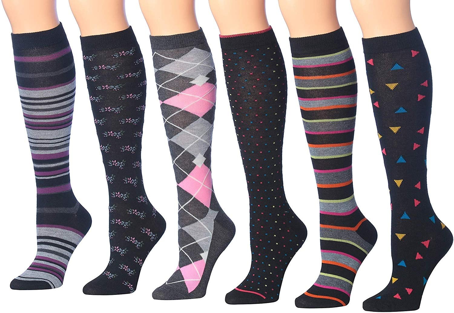 Colorfut Women's 6-Pairs Colorful Patterned Knee High Socks - Walmart.com