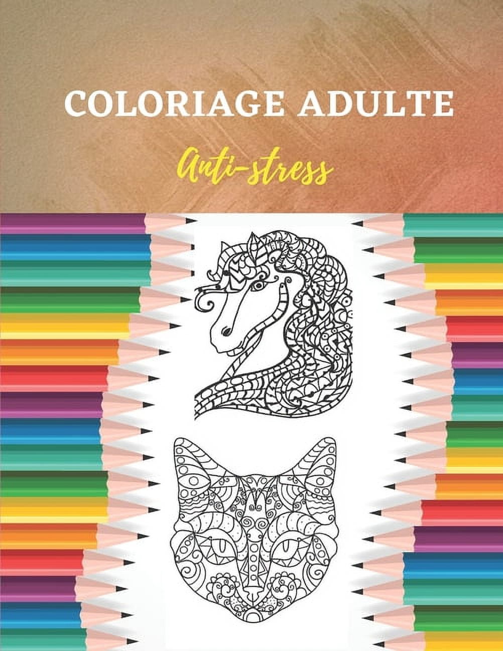 Coloriage Adulte Anti-stress: Coloriage Adulte Animal chat et cheval ...