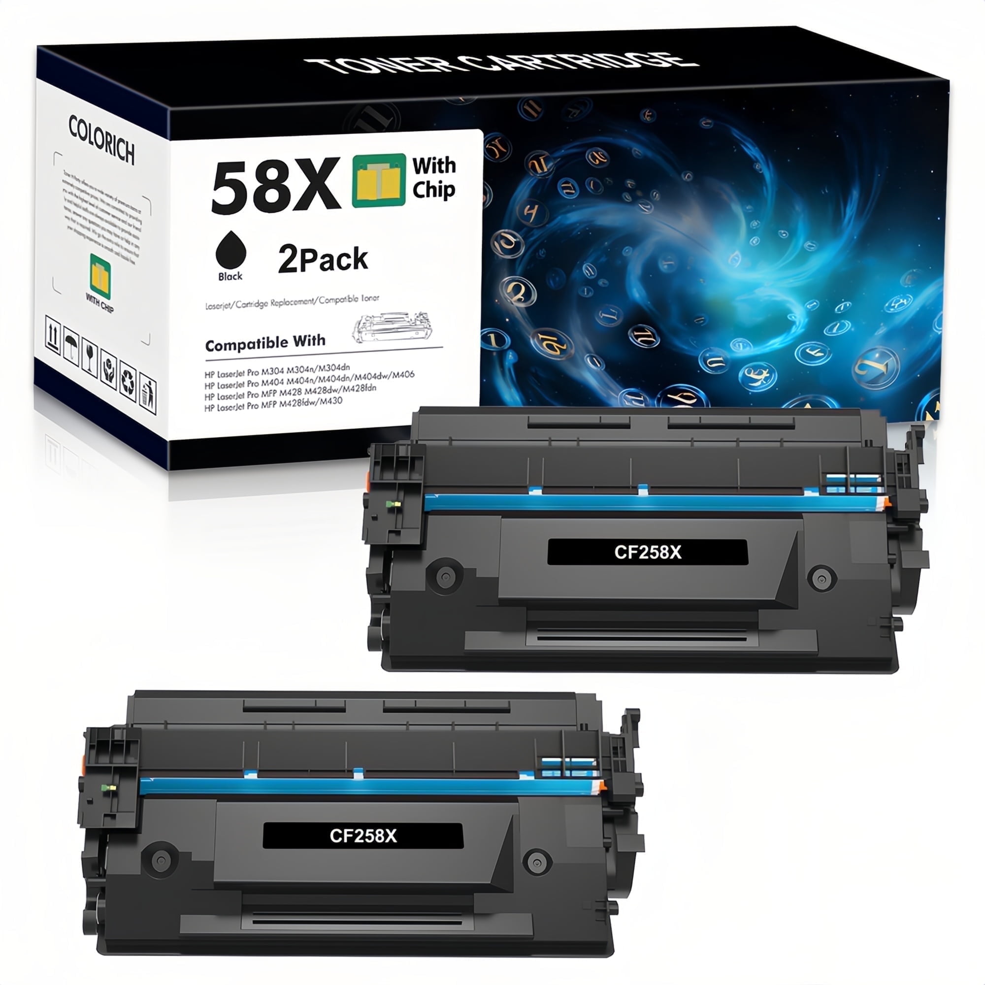 HP 58X High Yield Toner Cartridges 2-Pack Compatible for HP LaserJet ...