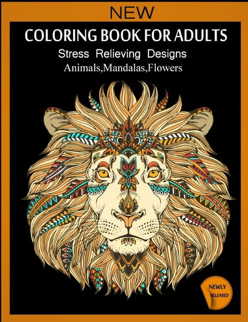 Coloring Book For Adult Stress Relieving Designs Animals, Mandalas, Flowers: Animals Patterns ...