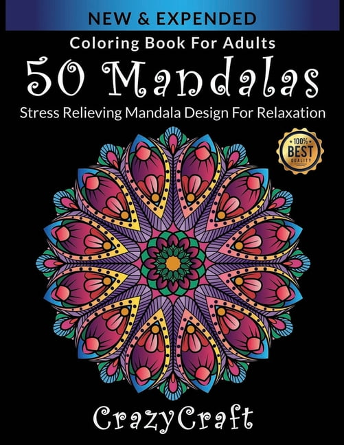 Coloring Book For Adults: 50 Mandalas: CrazyCraft - Stress Relieving ...