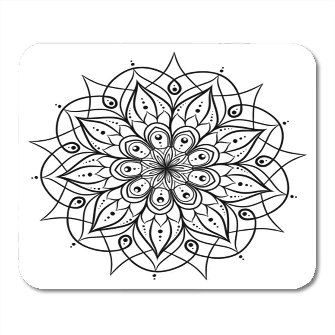 Coloring Book for Adults and Children Round Floral Mandala Mousepad ...