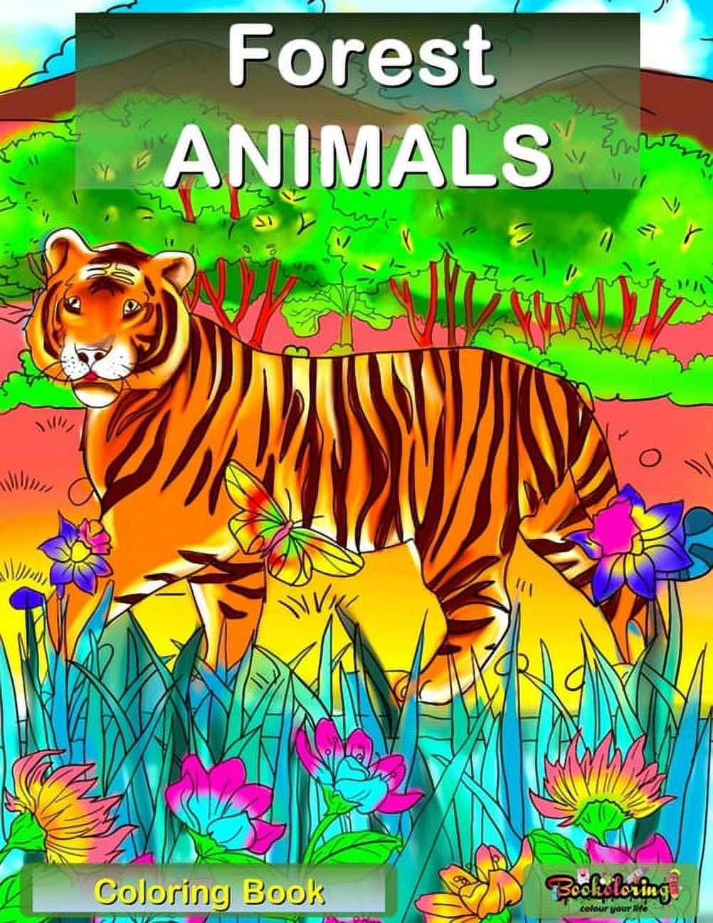 Coloring Book: forest animals: Adult coloring book stress relieving ...