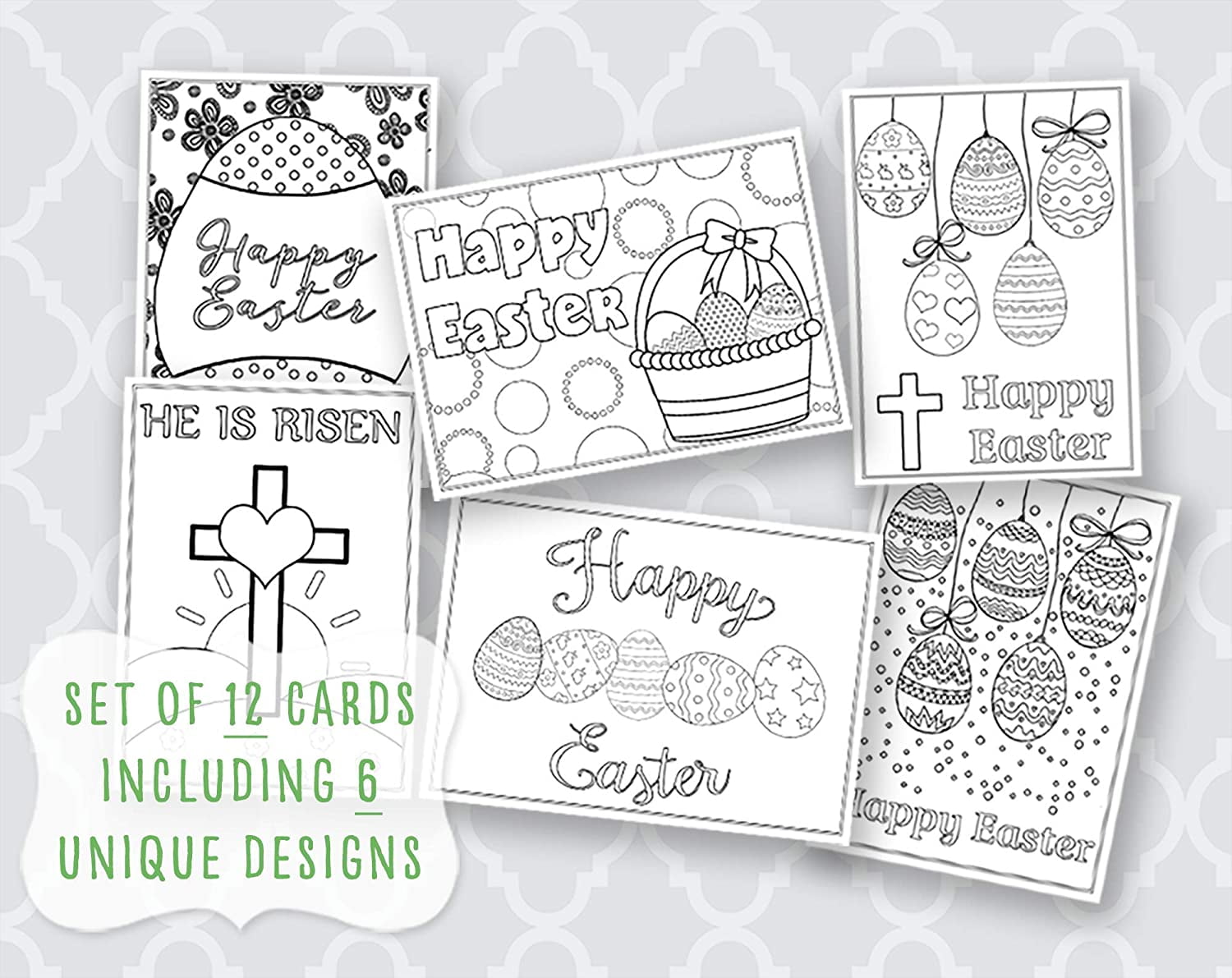 Coloring Cards Easter Adult Or Kids Children Color Your Own Greeting ...