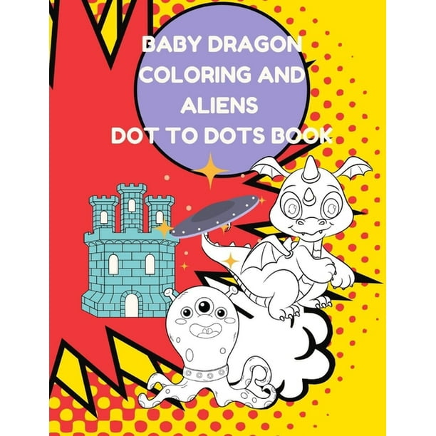 Coloring or Dot to Dots Activity Book; Cute Princess, Baby Dragon ...