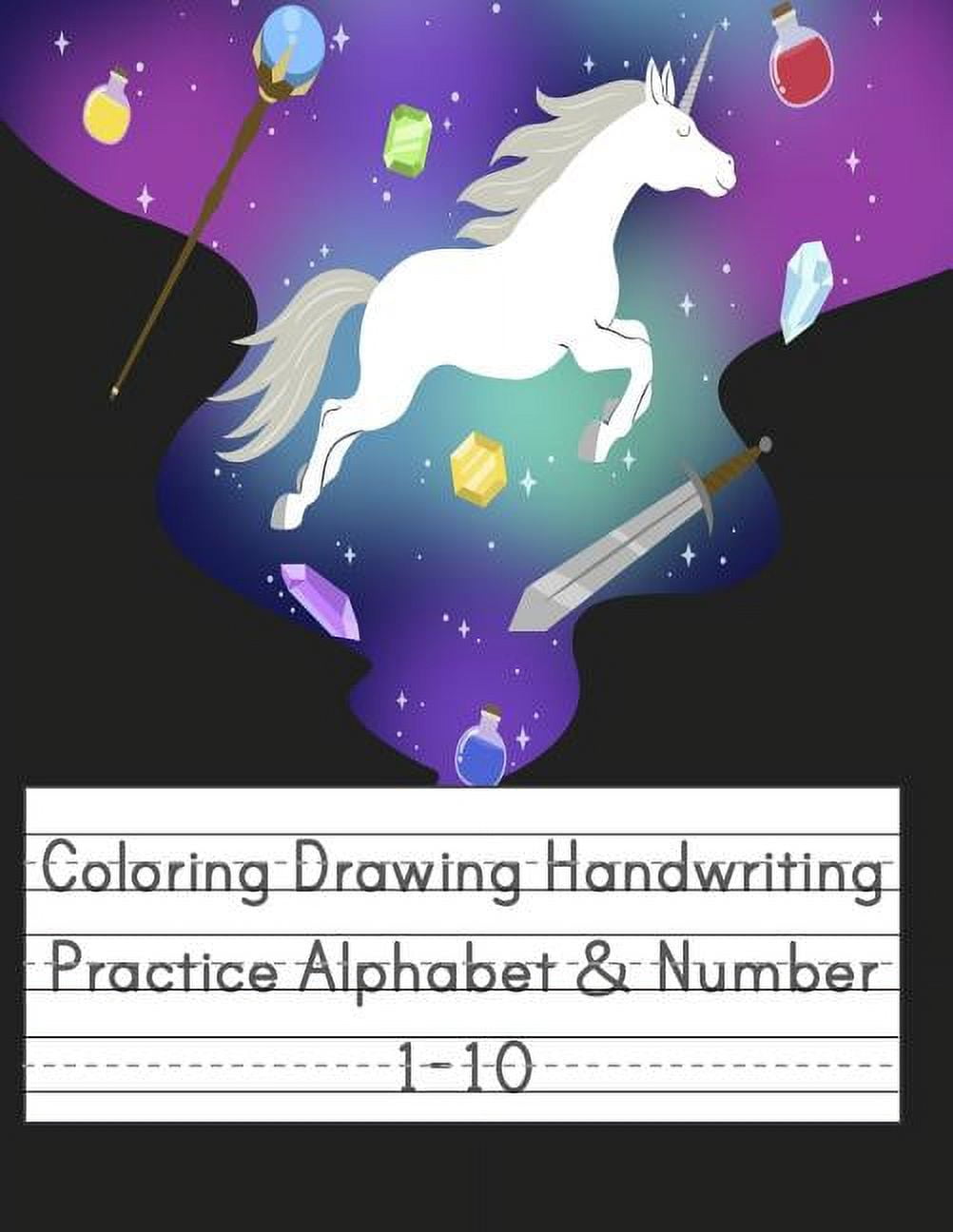 Coloring Drawing Handwriting Practice Alphabet & Number: Workbook For ...