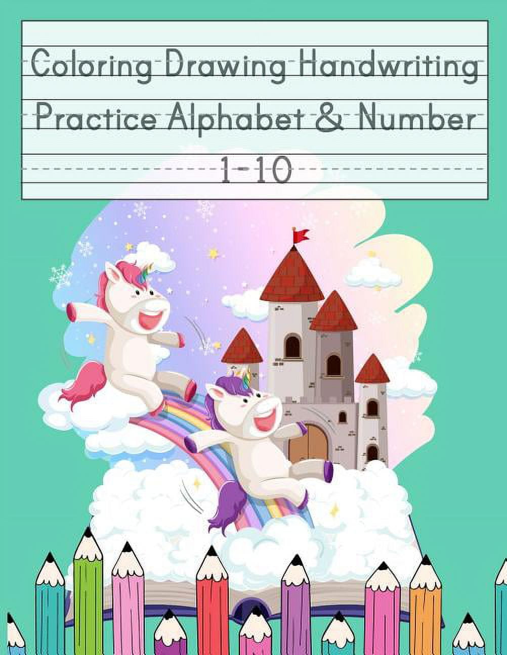 Coloring Drawing Handwriting Practice Alphabet & Number: Workbook For ...
