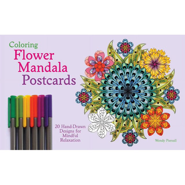 Coloring Flower Mandala Postcards: 20 Hand-Drawn Designs for Mindful ...