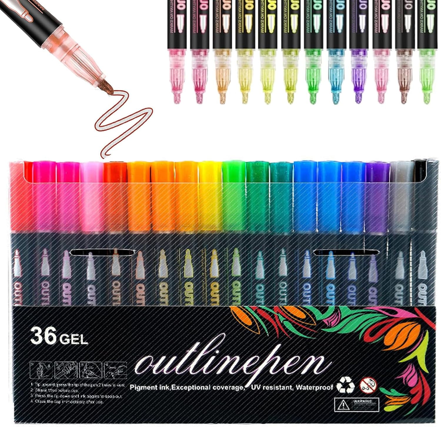 Coloring Lightstick Graffiti Highlighter Pens, Outline Markers Self ...