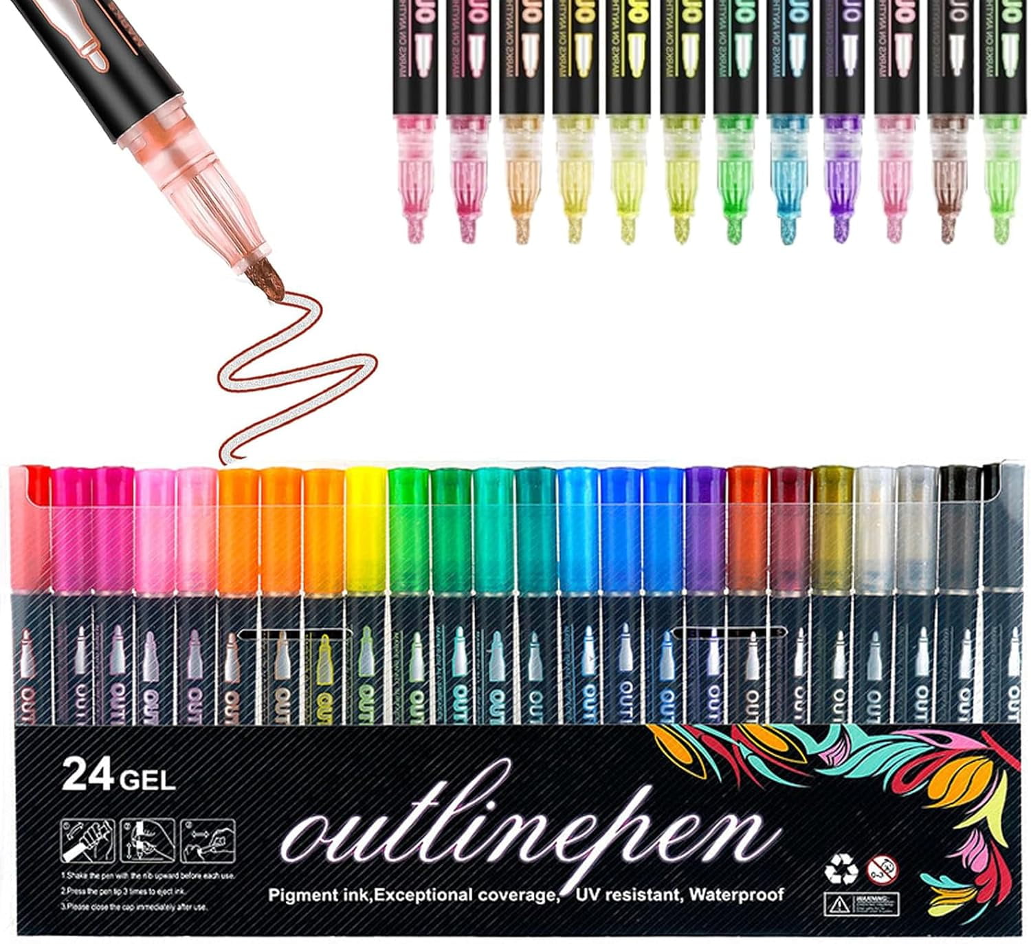 Coloring Lightstick Graffiti Highlighter Pens, Outline Markers Self ...