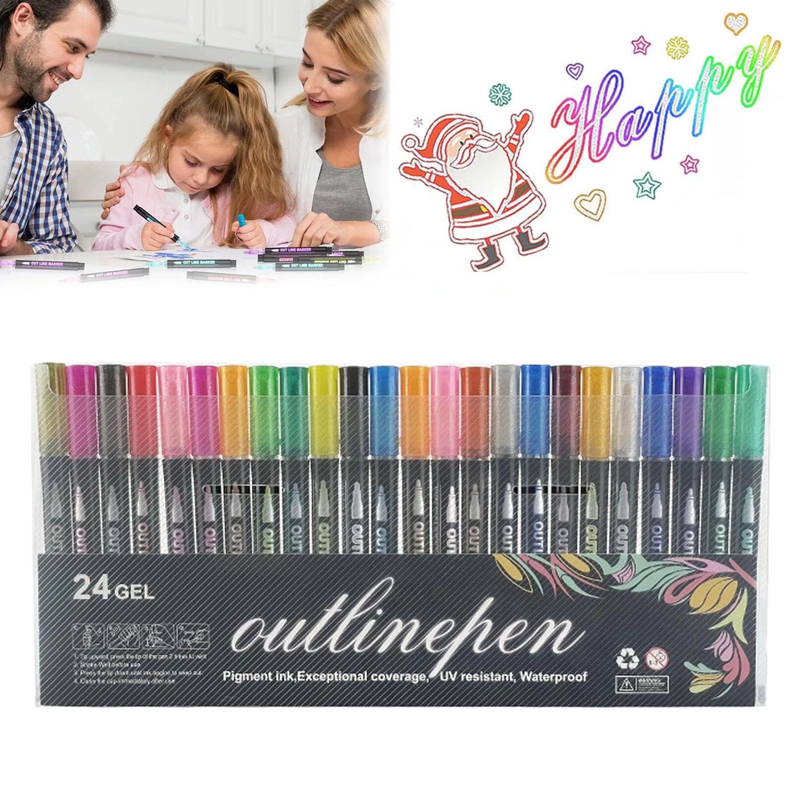 Coloring Lightstick Graffiti Pen, Double Line Outliner Markers, Outline ...