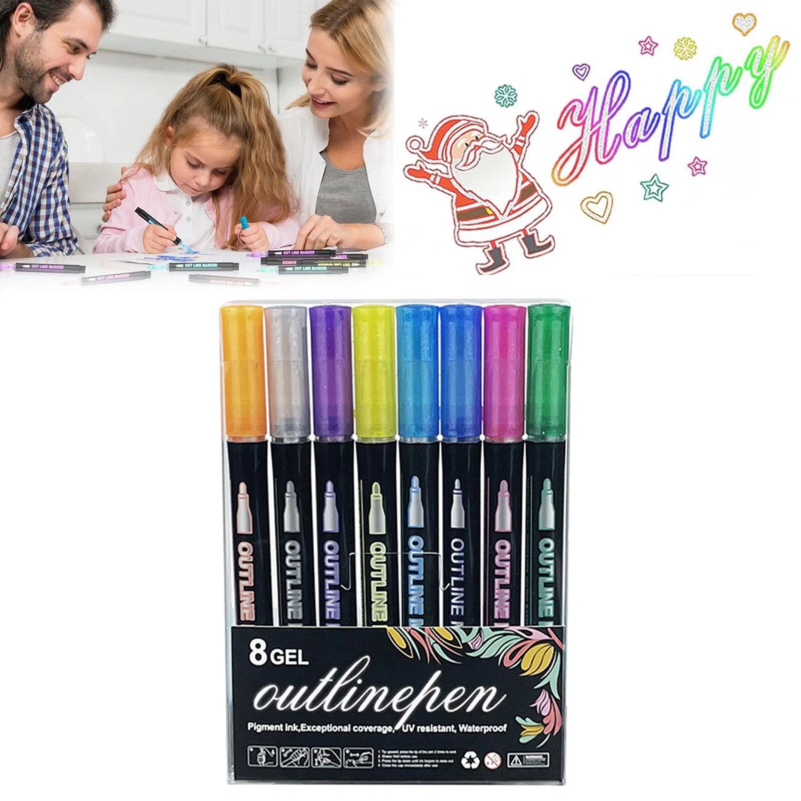 Coloring Lightstick Graffiti Pen, Double Line Outliner Markers, Outline ...