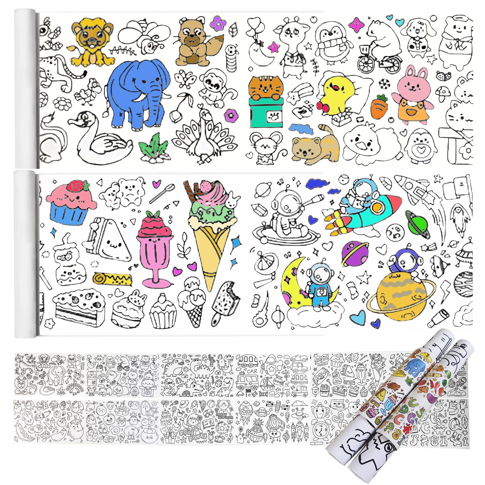 Coloring Paper for Kids, 12 BSL1 Themes Sticky Paper for Water Color ...
