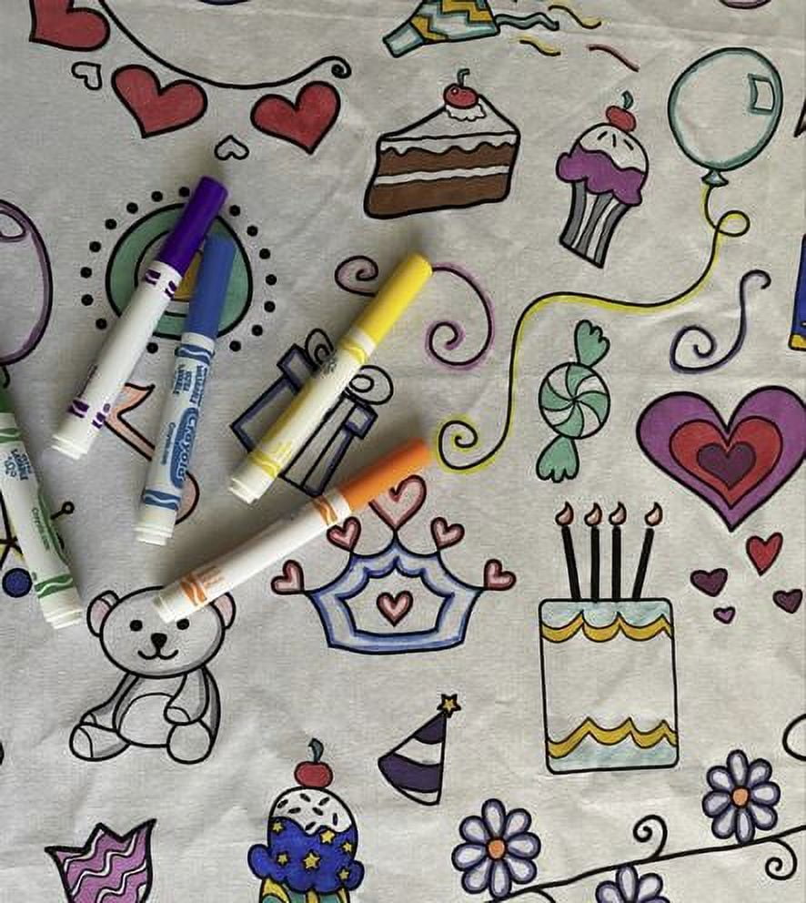 The Coloring Table – Birthday Design – Square Tablecloth - Fabric ...
