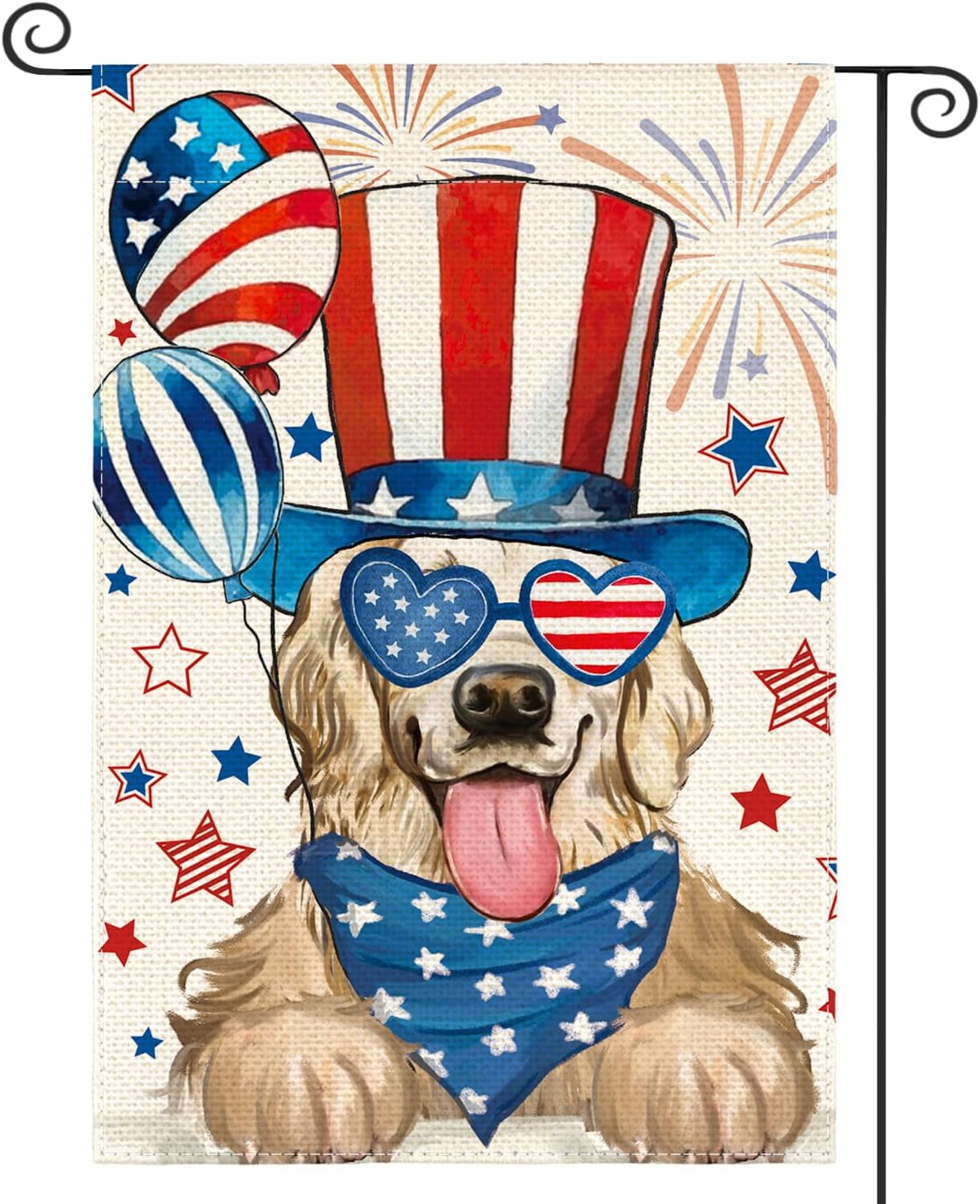 Colorlife 4th of July Patriotic Golden Retriever Garden Flag 12x18 Inch ...