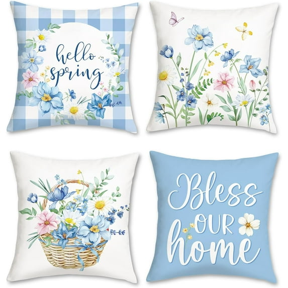 Colorlife Flowers Spring Home Sweet Home Throw Pillow Covers, 18 x 18 ...