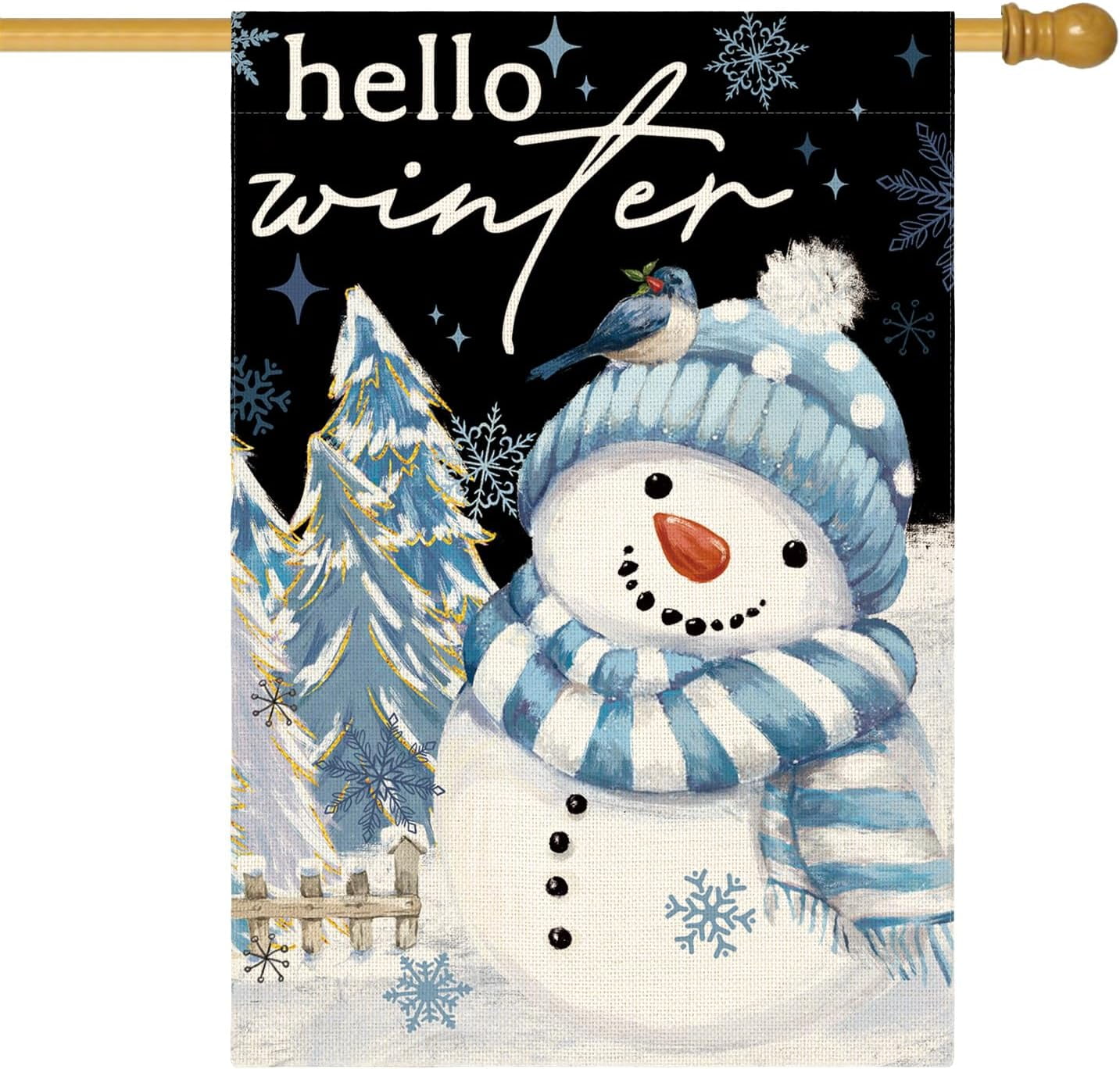 Colorlife Snowman Cardinal Hello Winter Garden Flag 12x18 Inch Double ...