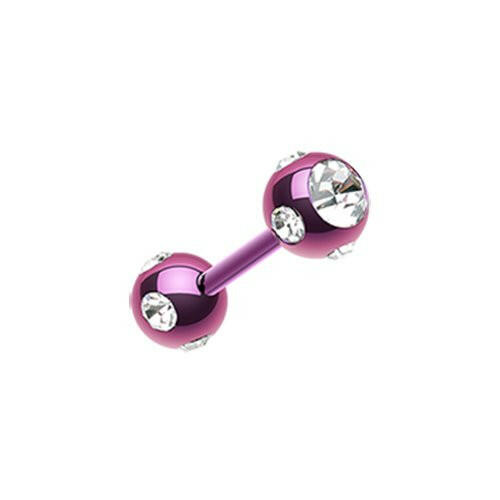 Colorline PVD Double Aurora Gem Ball Steel Cartilage Tragus Barbell ...