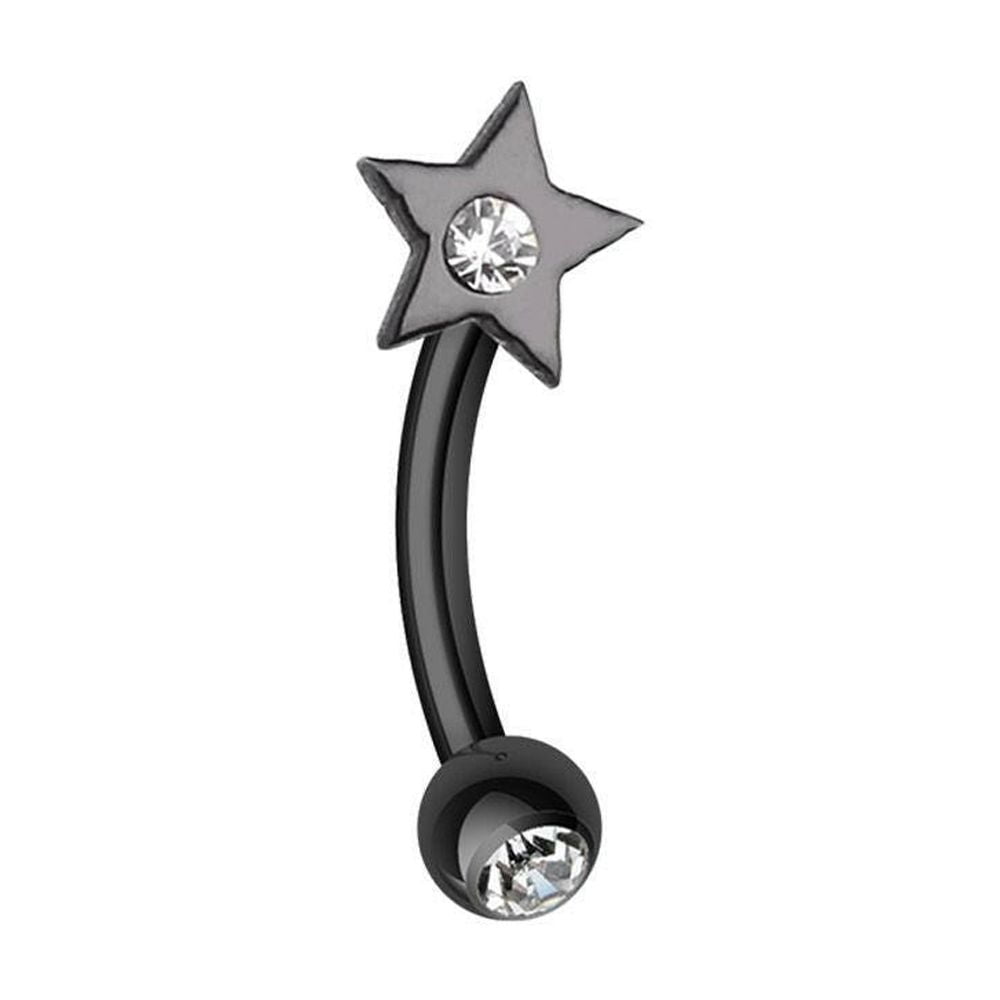 Colorline PVD Sparkle Star Curved Barbell Eyebrow Ring - Walmart.com