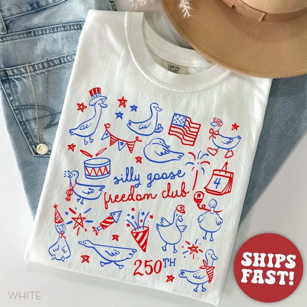 Colors America 250th Anniversary Shirt Silly Goose 4th of July T Shirt ...