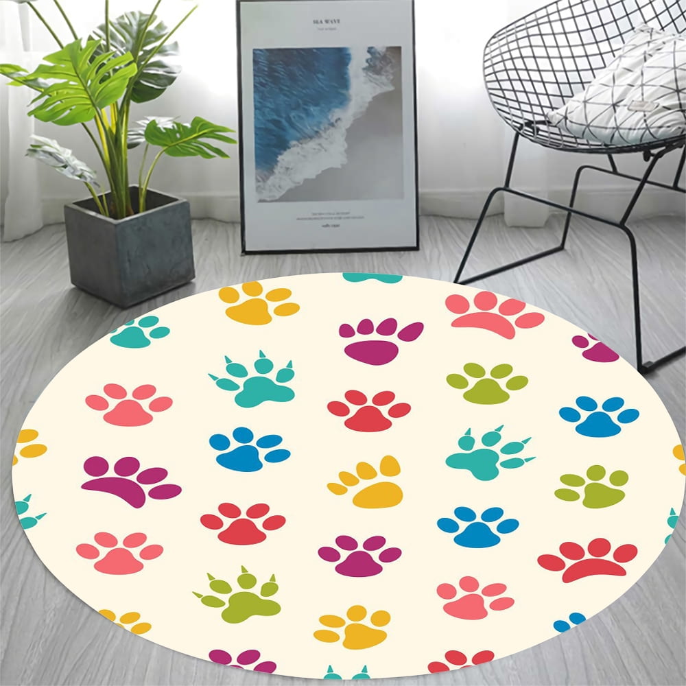 Colors Carpet Dog Footprint Pattern 3D Printed Flannel Floor Mat Rug ...