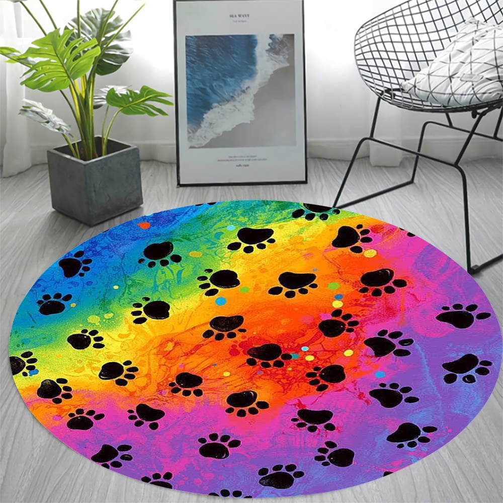 Colors Carpet Dog Footprint Pattern 3D Printed Flannel Floor Mat Rug ...
