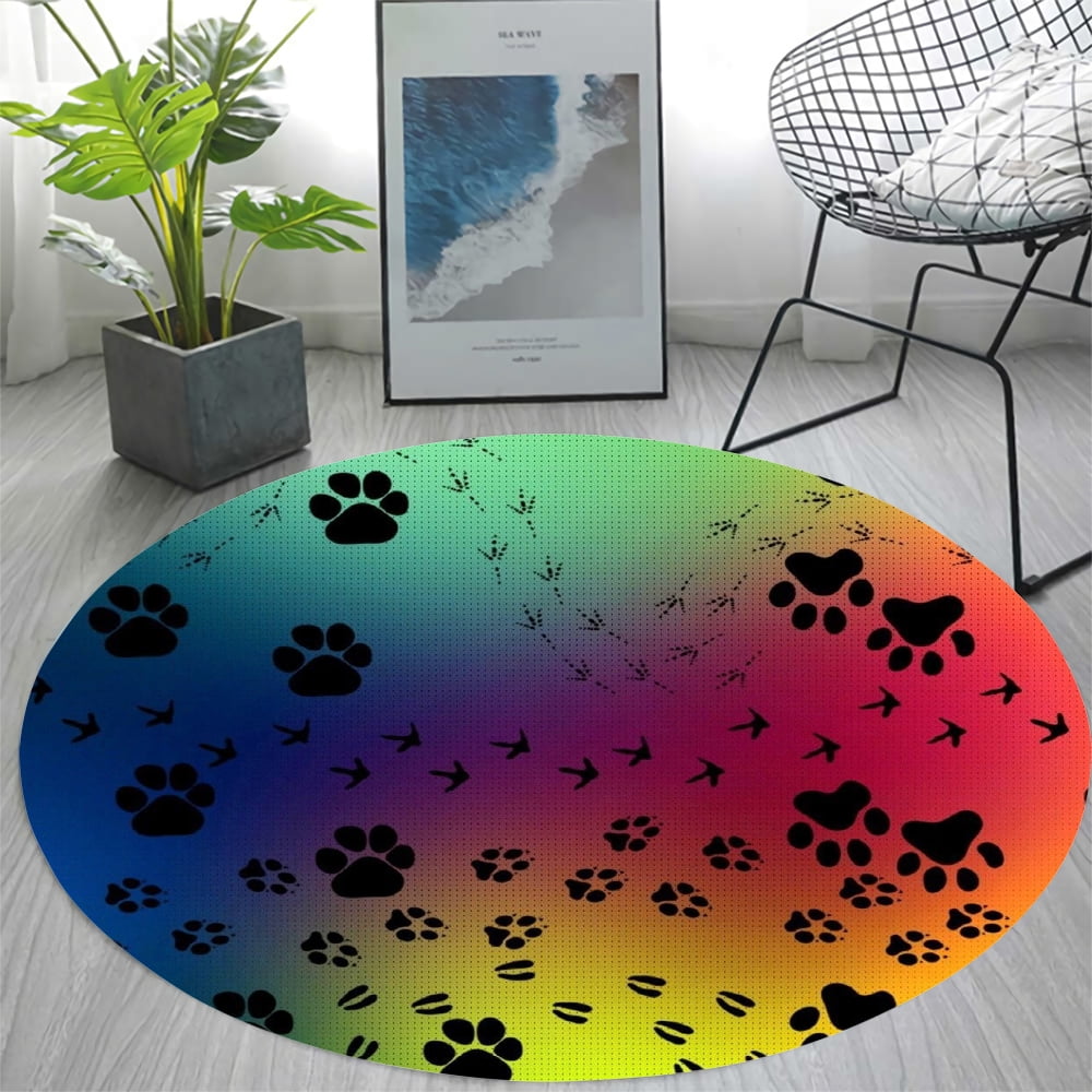 Colors Carpet Dog Footprint Pattern 3D Printed Flannel Floor Mat Rug ...