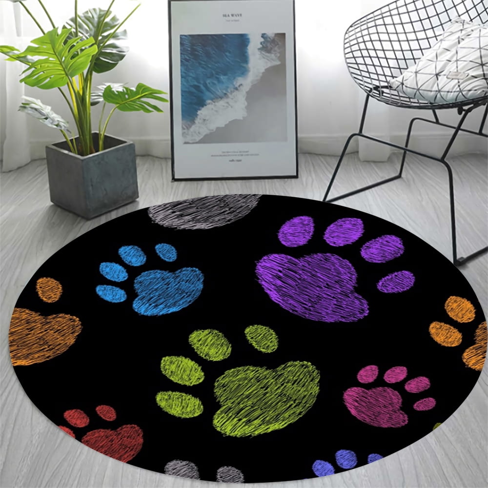 Colors Carpet Dog Footprint Pattern 3D Printed Flannel Floor Mat Rug ...