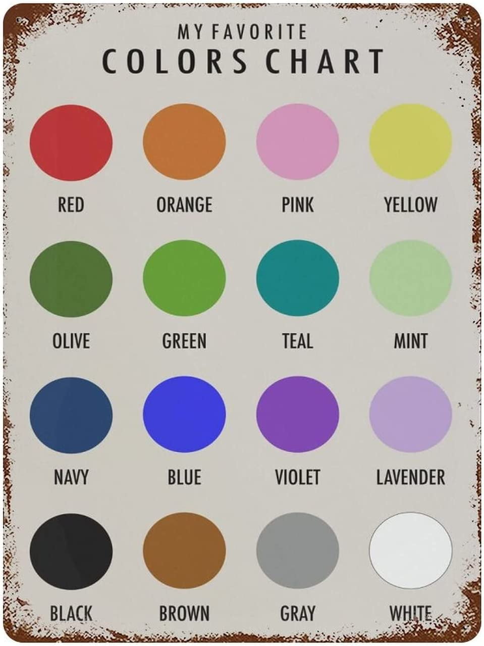 Colors Educational Metal Tin Sign Montessori Homeschool Wall Decor ...