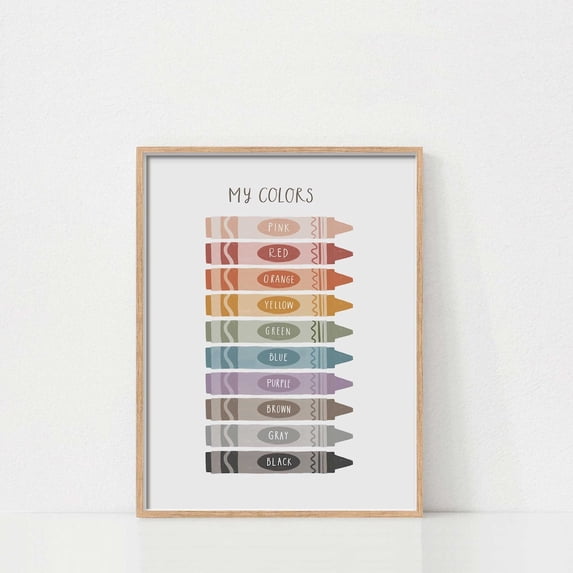 Colors Educational Poster Rainbow Nursery Decorhomeschool Decor Boho ...
