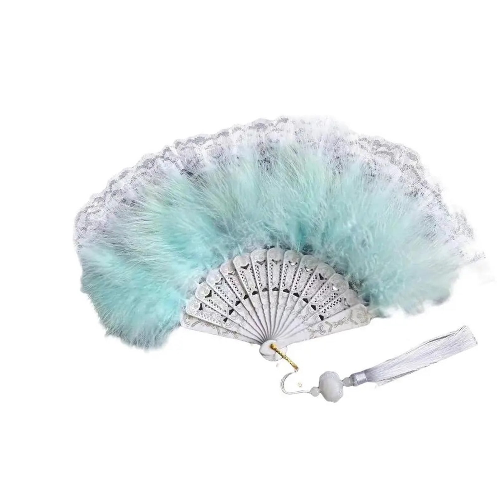 Colors Folded Feather Fan Classical Nostalgia Lace Feather Fan DIY ...