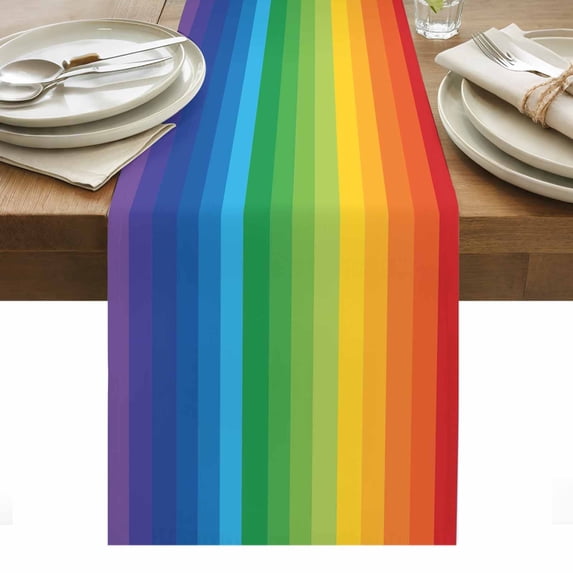 Colors Gradient Cotton Linen Table Runner Purple Blue Green Yellow ...
