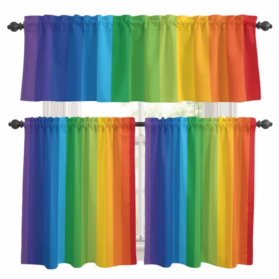 Colors Gradient Kitchen Curtains Set for Windows, Purple Blue Green ...