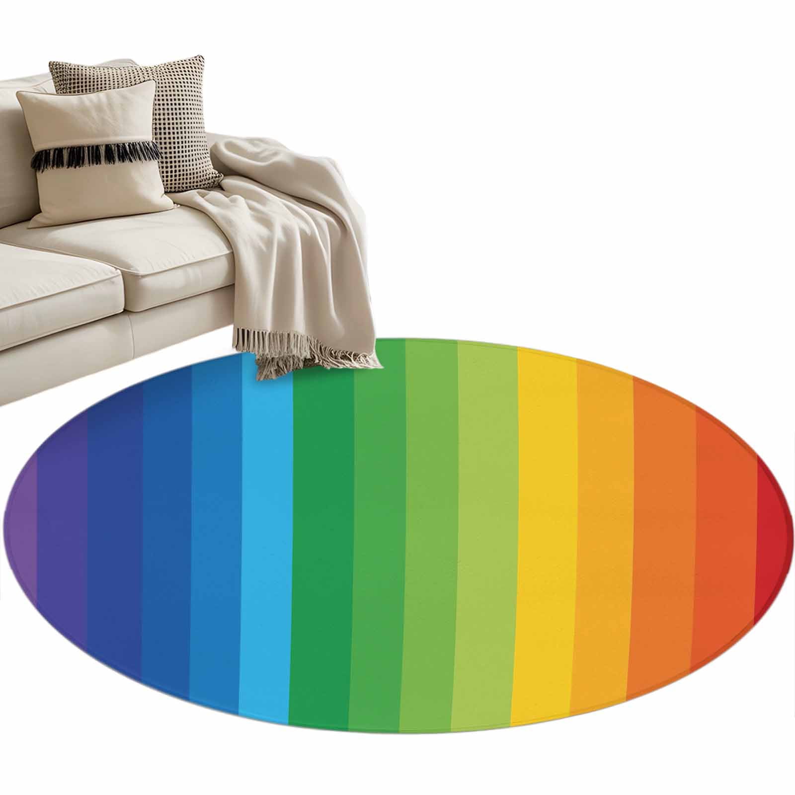 Colors Gradient Small Round Rug 3Ft Purple Blue Green Yellow Orange Red ...