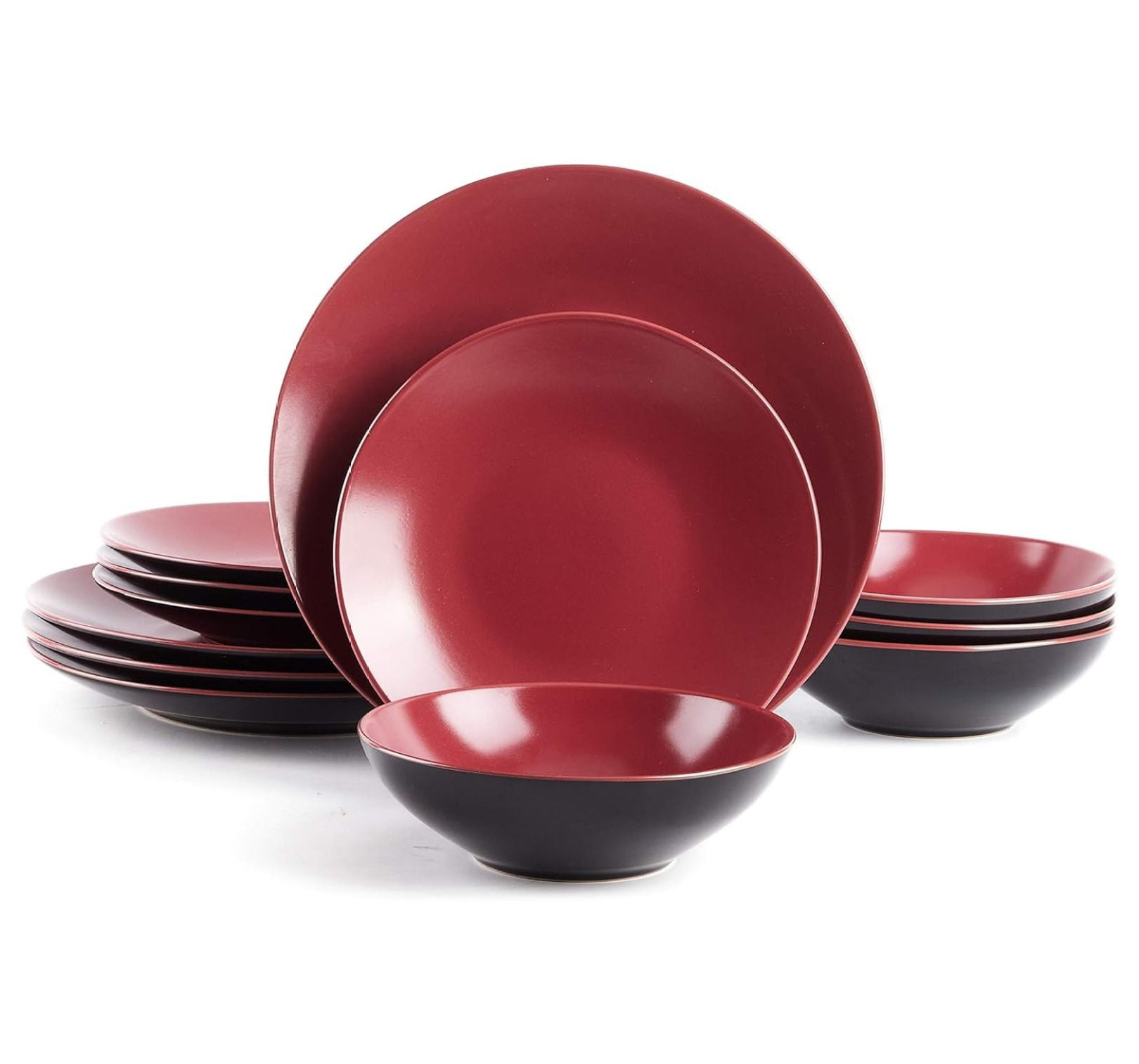 Colors Life 12pc Dinnerware Set, Shiny Black and Matte Berry - Walmart.com