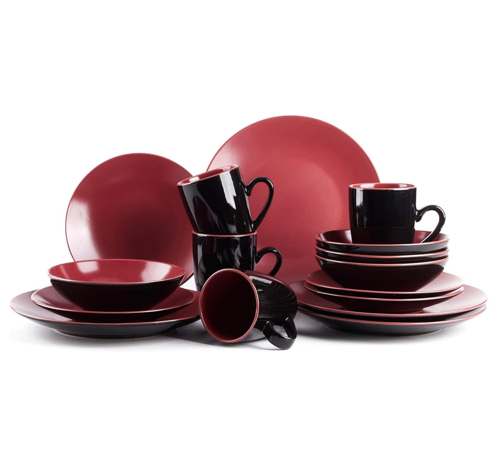 Colors Life 16pc Dinnerware Set，Shiny Black and Matte Berry - Walmart.com