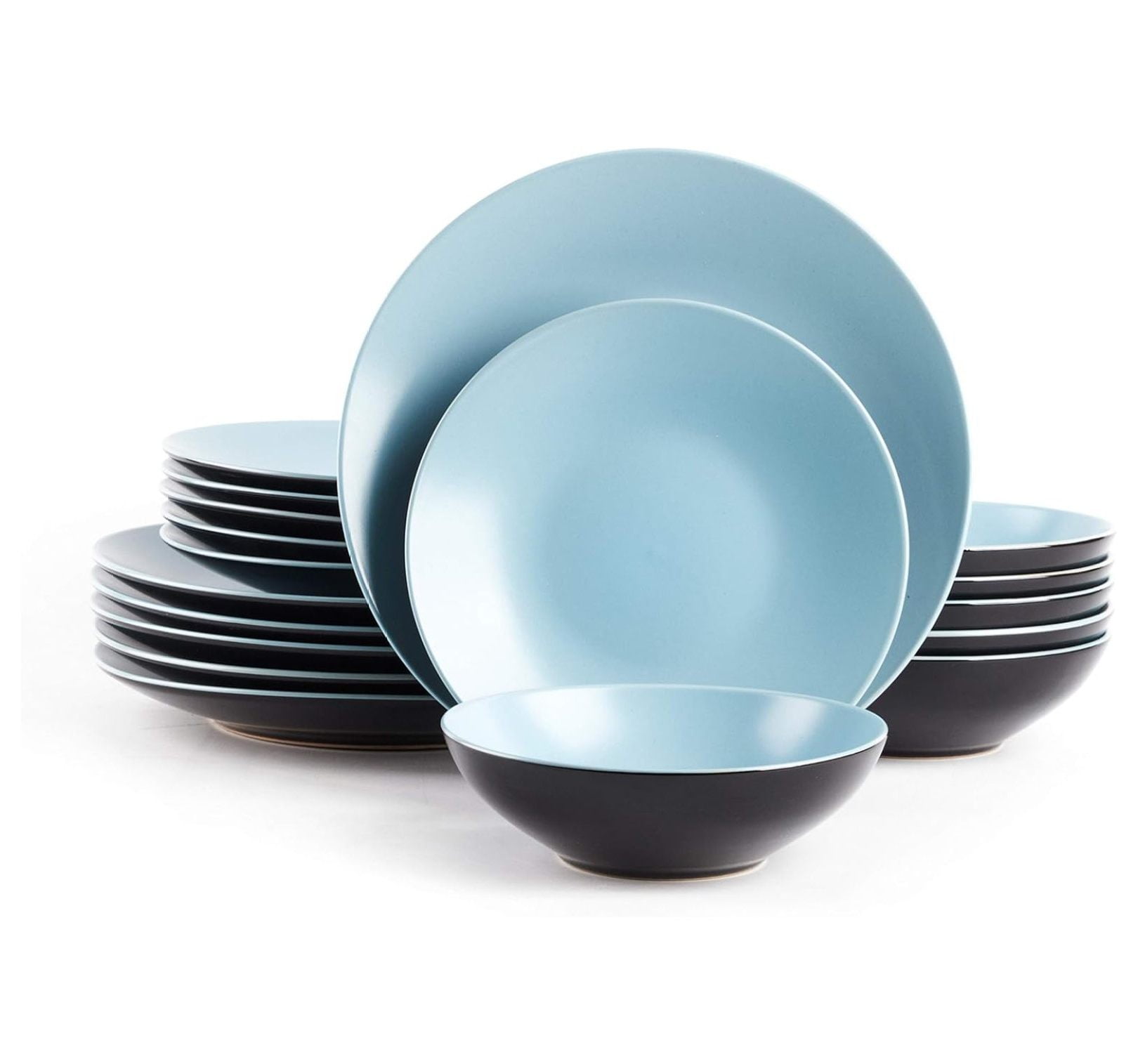Colors Life Dinnerware Set，Outside Shinny Black + Inside Matte Finished ...