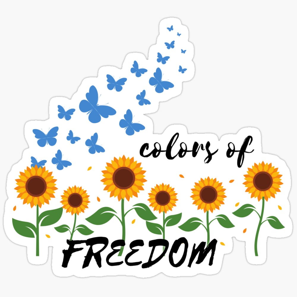 Colors Of Freedom - Sunflowers And Butterflies Sticker Phone Decal ...