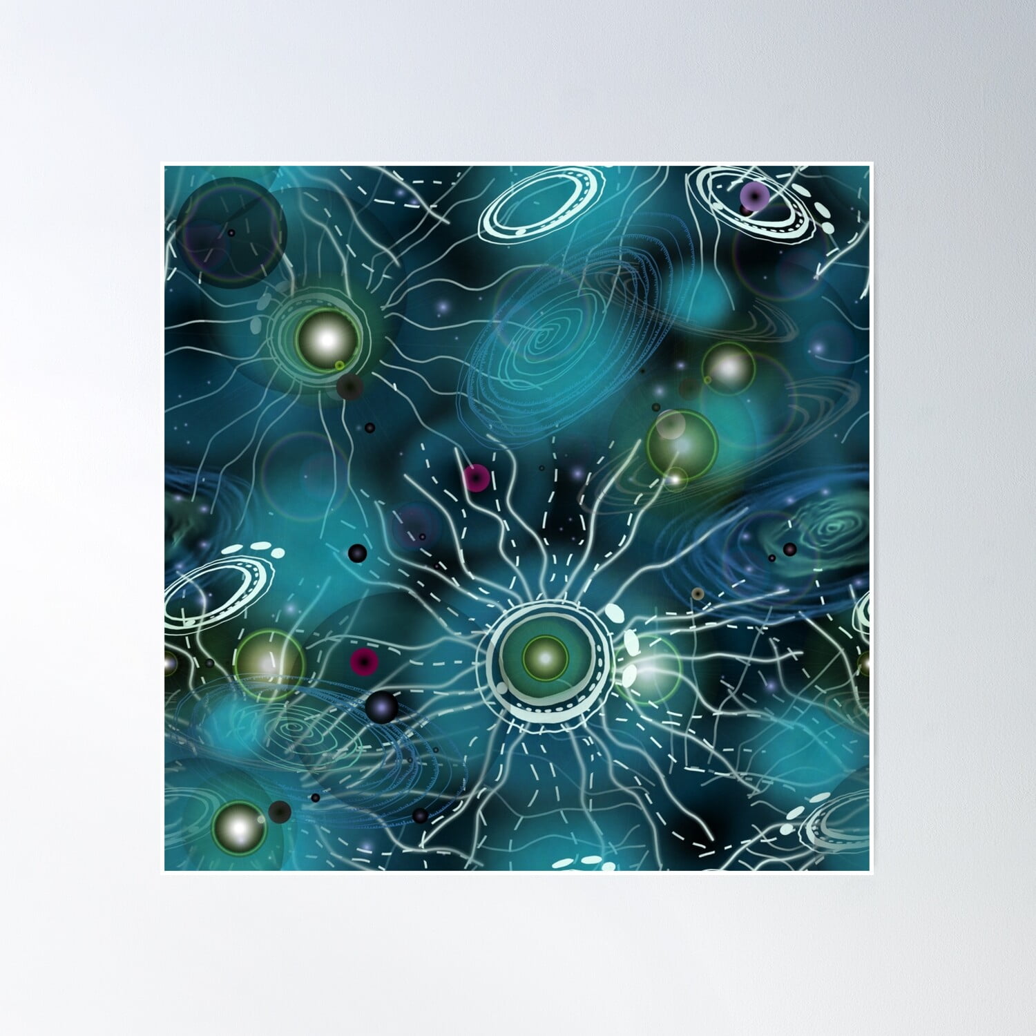 Colors Of The Cosmos, Dark Emerald Version Poster Wall Art, Modern Wall Decor, 16x16 UNFRAMED ...
