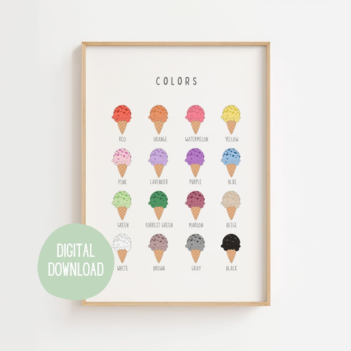 Colors Poster, Colors Print, Classroom Poster, Nursery Wall Art ...
