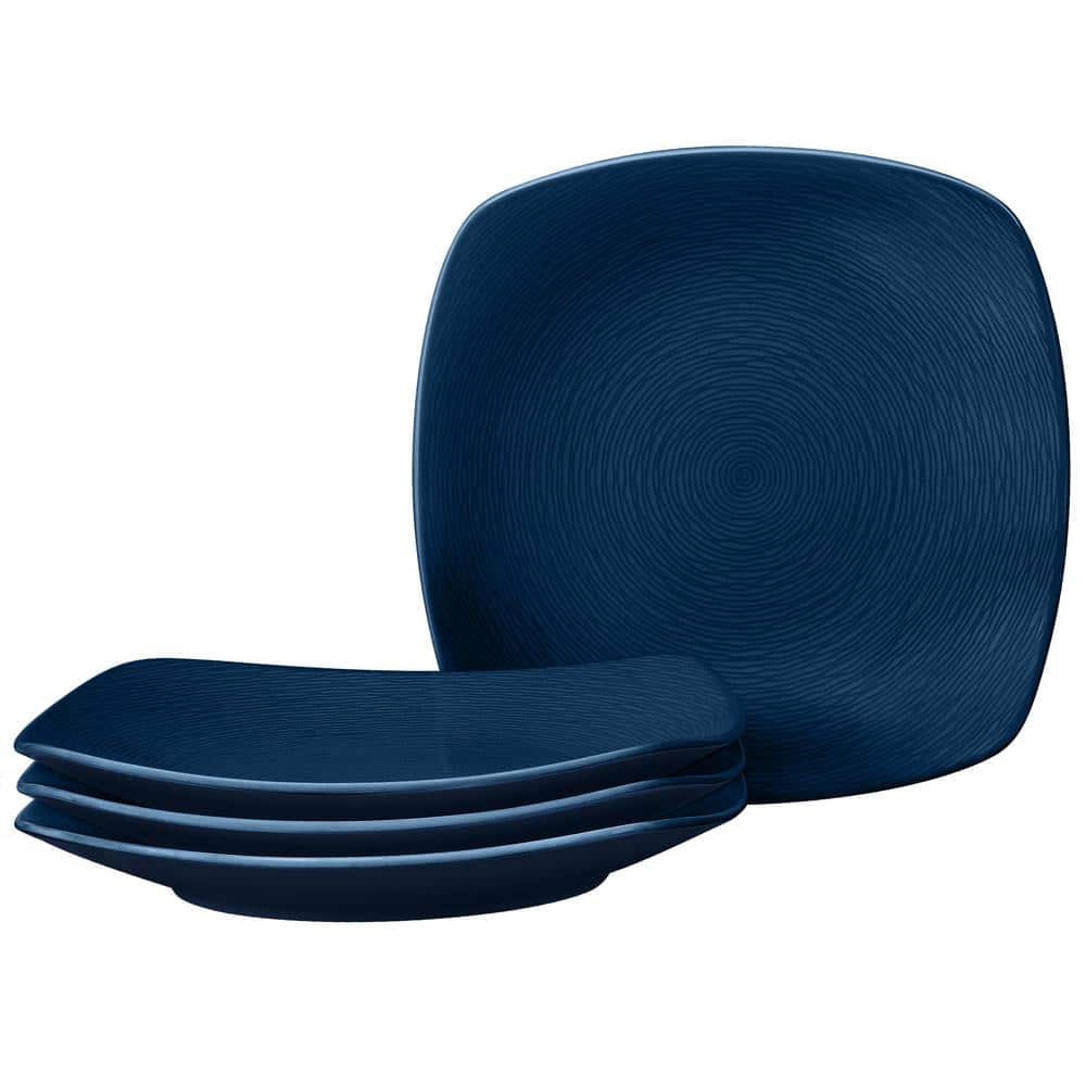Colorscapes Navy-on-Navy Swirl 10.75 in. (Blue) Porcelain Square Dinner ...