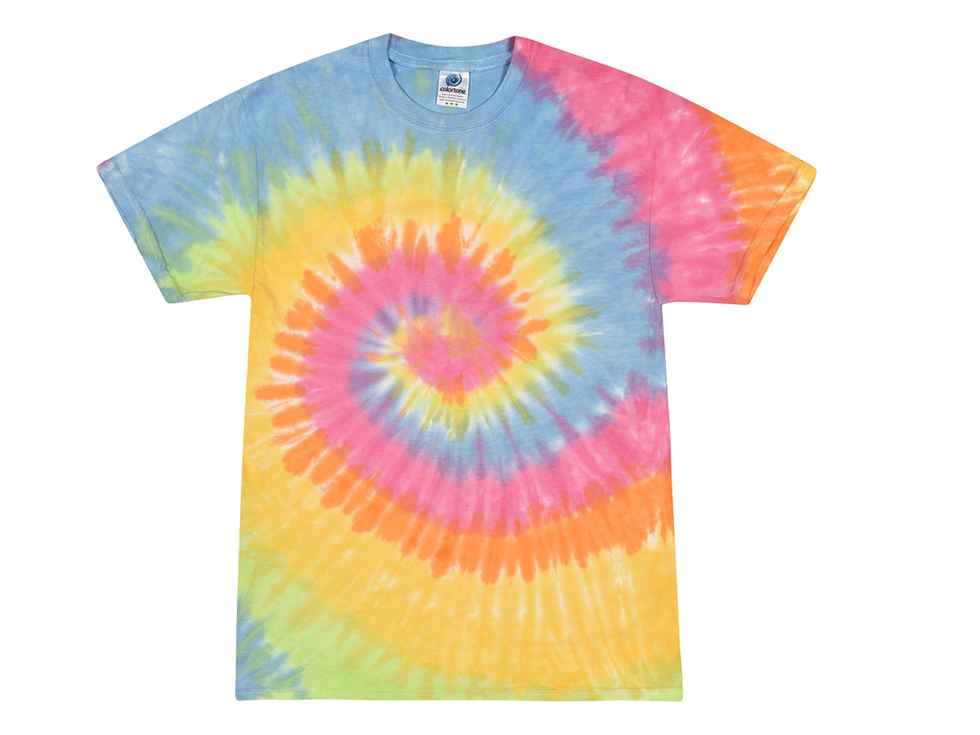 Colortone Tie Dye T-Shirts Rainbow Junior Sizes, Unisex 100% Cotton ...