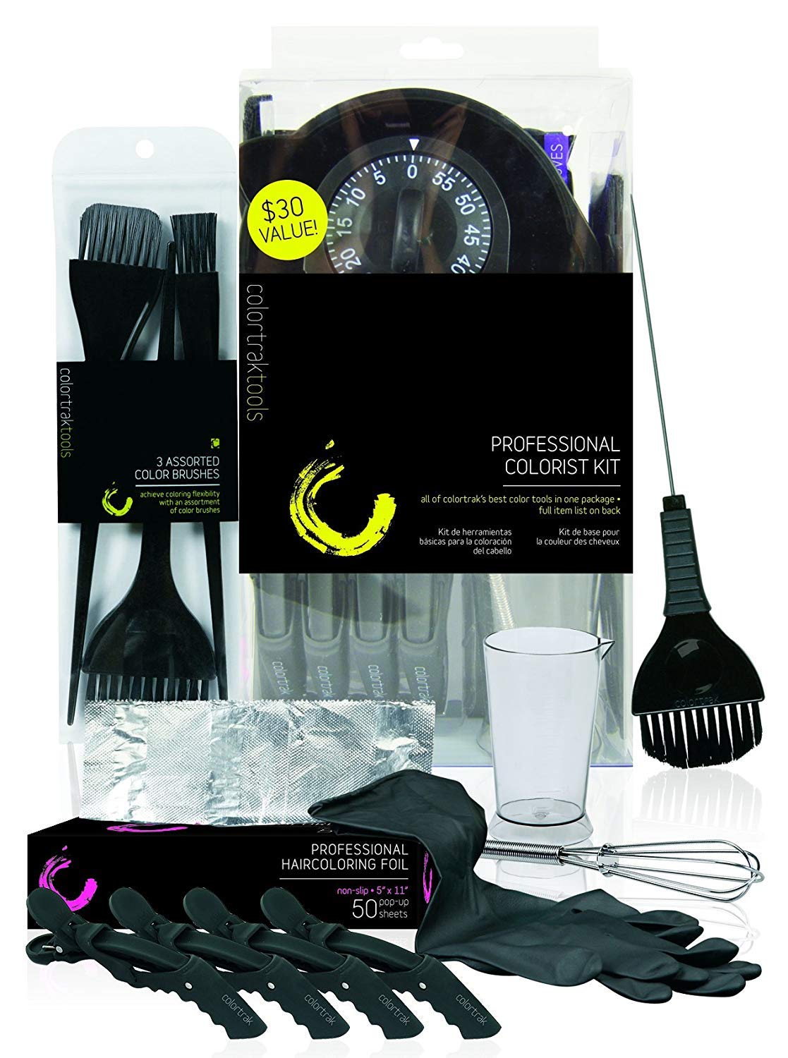 Colortrak Professional Hair Colorist Kit, 4-Pack Croc Clips, Beaker ...
