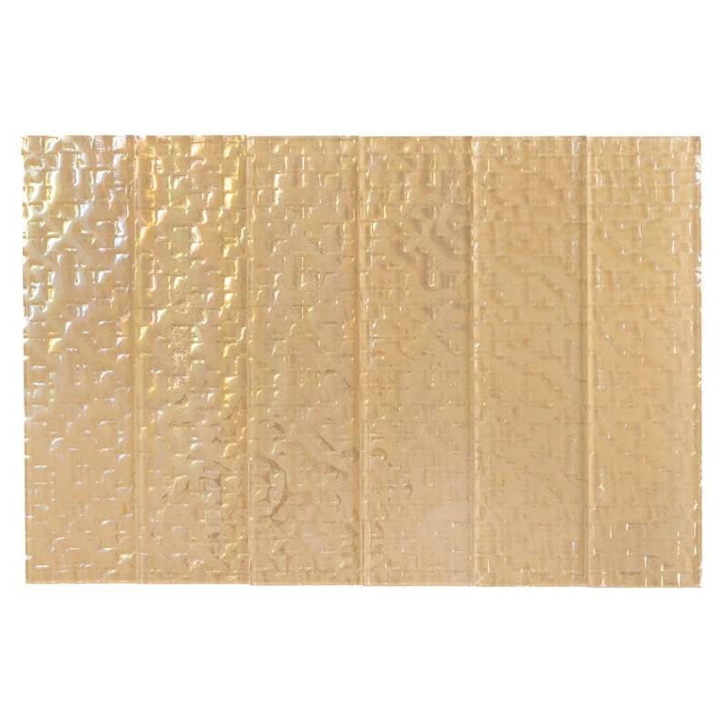 Colorway 3 x 12 in. Glossy Champagne Gold Glass Subway Wall and Floor ...