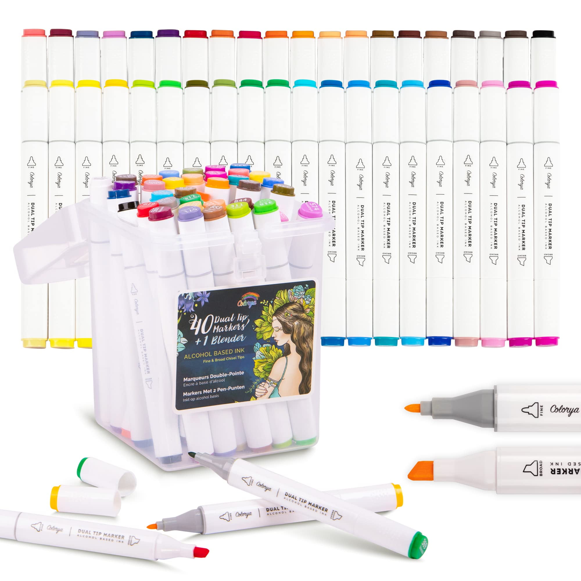 Colorya 40 Art Markers for Artists- Alcohol Markers with Dual-Tip ...
