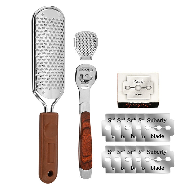 Colossal Foot Rasp & Wood Handle Callus Shaver (10 Replacement & 1 Foot ...