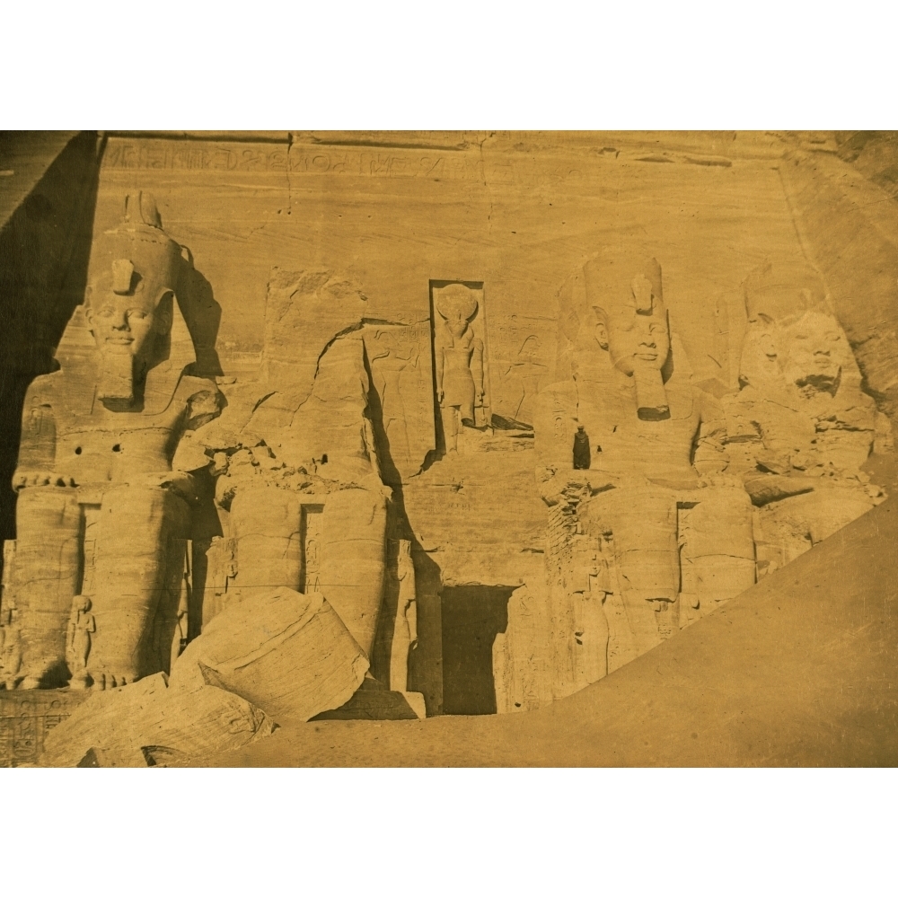 Colossal sculptures of Ramses II at entrance to the Great Temple at Ab ...