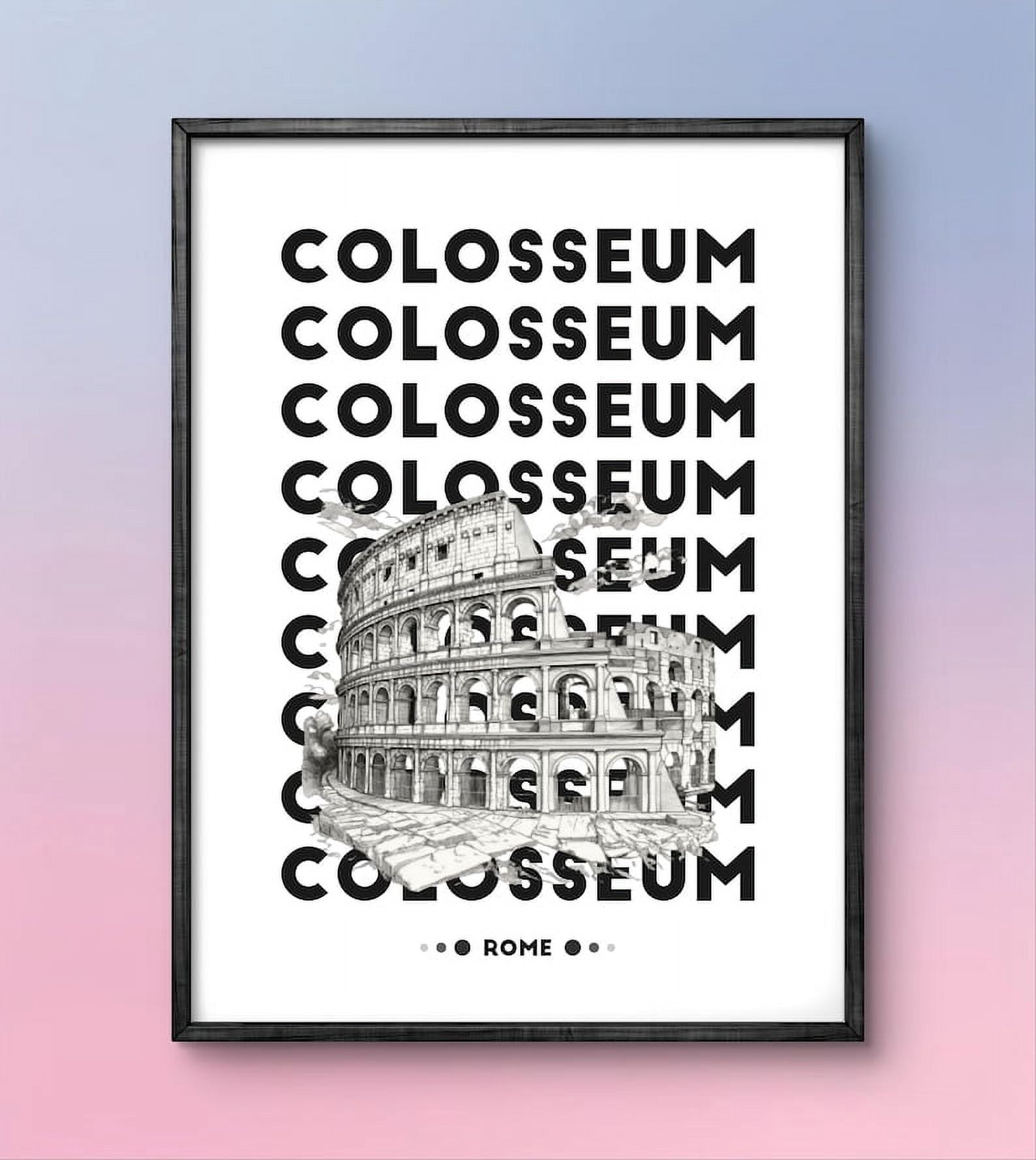 Colosseum Rome Black And White Architecture Print Digital Drawing Of ...